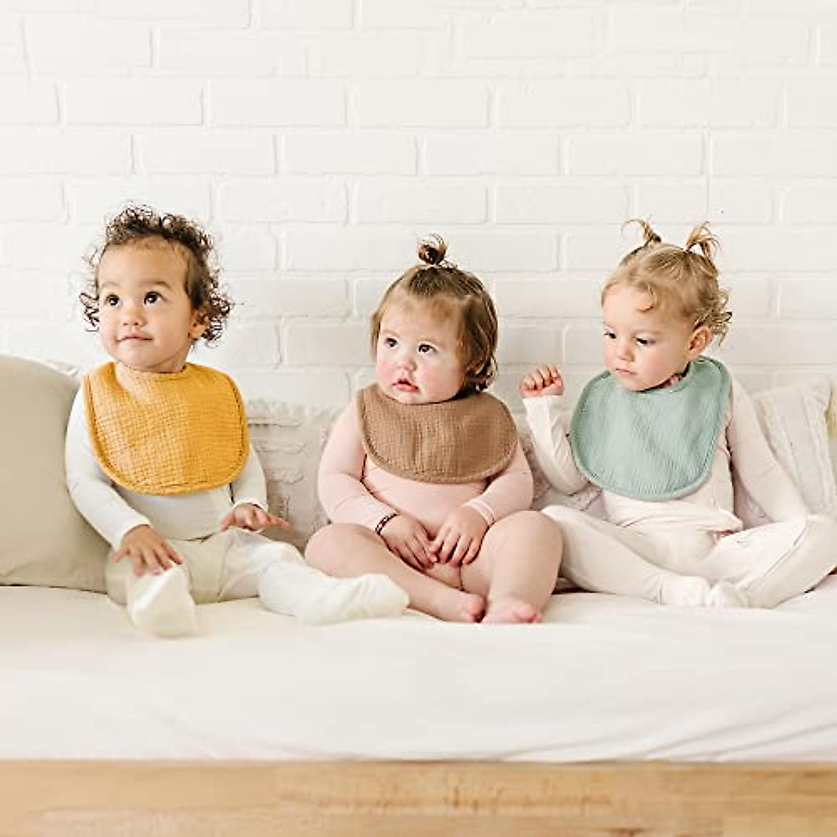 Konssy Muslin Baby Bibs 8 Pack Baby Bandana Drool Bibs Cotton for Unisex Boys Girls, 8 Solid Colors Set for Teething and Drooling