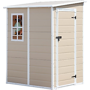 CDCASA 5x4 FT Resin Storage Shed, Waterproof Sheds & Outdoor Storage with Floor & Window & Lockable Door, Tool Shed for Garden, Patio, Backyard