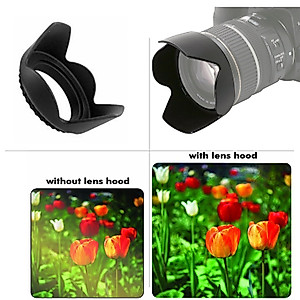 58mm Digital Tulip Flower Lens Hood For Canon Digital EOS Rebel SL1, T1i, T2i, T3, T3i, T4i, T5, T5i EOS60D, EOS70D, 50D, 40D, 30D, EOS 5D, EOS5D Mark III, EOS6D, EOS7D, EOS7D Mark II, EOS-M Digital SLR Cameras Which Has Any Of These Canon Lenses 18-55mm