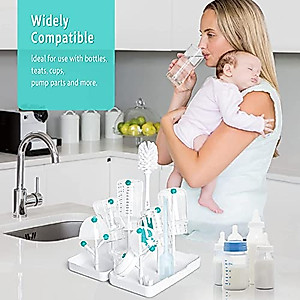 Termichy Travel Baby Bottle Drying Rack with Bottle Brush, Compact Size with Large Capacity for Working Mom, Visit Families, Friends or Camping with Baby