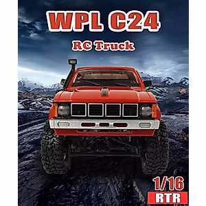 The perseids RC Rock Crawler RC Trucks 4x4 Pickup 1:16 Remote Control Car 2.4G Off-Road RC Crawler Semi Truck and Trailer All Terrain RTR Racing Vehicles Pickup with 2 Batteries (WPL C24)