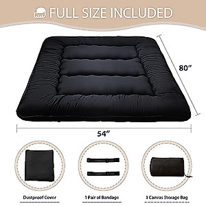 MAXYOYO Japanese Floor Mattress Futon Mattress Full Size, Shikibuton Tatami Mat Floor Bed, Roll Up Foldable Mattress Topper, for Guest Camping RV