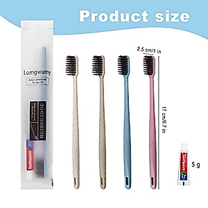 Lomgwumy Disposable Toothbrush, Toothbrush Bulk, Bulk Toothbrush and Toothpaste Sets, 4 Colors, Individually Packaged, Delicate and Practical, Suitable for Hotel, Home, Travel, Camping (PACK-32)