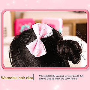 Toys for 3 4 5 6 7 8 Year Old Girl,Unlock Real Little Things Dress Up Accessories Magic Book Set with Lighting Sound,Gifts for Christmas Birthday(Red)