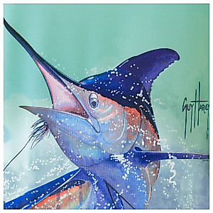 Guy Harvey Men’s Long Sleeve Performance Shirt with 50+ UPF Sun Protection, Beach Glass/Offshore Charter, 3X-Large