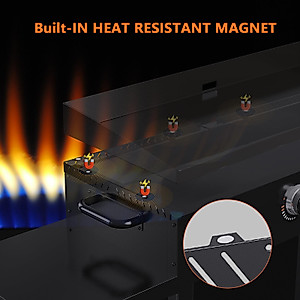 Upgraded Wind Guard for Blackstone 28 Inch Griddle, Magnetic Stainless Steel Wind Screens Protect Flame & Hold Heat, Compatible with Rear Grease Cup Hood and Side Shelf, Gas Saving, Grilling Gifts