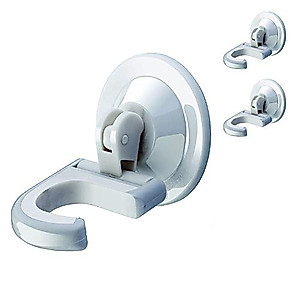 NL HOME Suction Cup Hooks, Wreath Hangers for Glass Door or Window, Set of 3 Multi Purpose Powerful Vacuum Suction Utility Hooks for Bathroom Kitchen Warehouse Garage, White