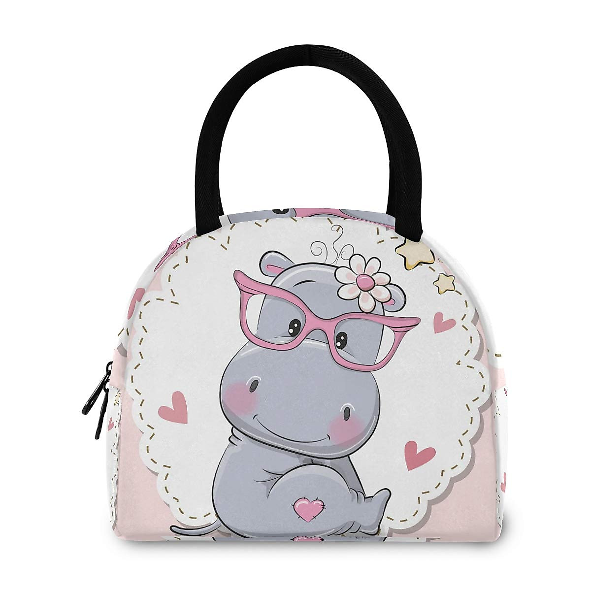Cute Hippo Lunch Bag Tote Bag Lunch Bag for Women Lunch Box Insulated Lunch Container(93)
