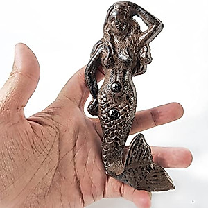 NSBELL 2PCS Rustic Cast Iron Mermaid Hook Wall Hanger Decor Beach Nautical Towel Holder