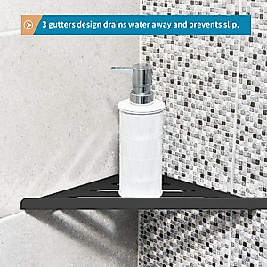 2 Pcs 304 Stainless Steel Corner Shelf with Screws, Triangle Shower Caddy, Wall Mount Soap Holder for Bathroom, Kitchen Organization (Matte Black)