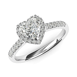 14k White Gold Simulated Heart-shaped Diamond Halo Engagement Ring with Side Stones Promise Bridal Ring (7)