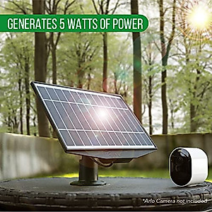 Leaf 10 5W Solar Panel Charger for Arlo Ultra, Ultra 2, Pro 3, and Pro 4 Outdoor Cameras with Magnetic Charging Cable and Adjustable Mount Extension Arm