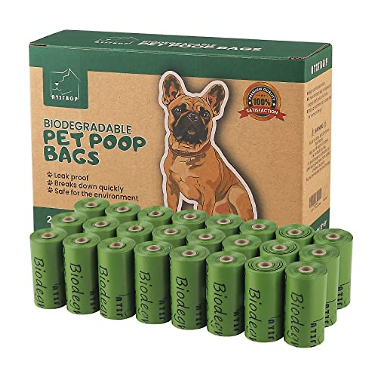 ATIFBOP Biodegradable Dog Poop Bags 360 Counts 24 Rolls, Leak Proof and Thicken Dog Bags for Poop (Scented)