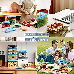 Lockcoo 10 Pack Food Storage Containers Set with Lids Airtight, BPA Free Plastic Food Containers, Leakproof Stackable Kitchen Containers - Freezer, Microwave & Dishwasher Safe (Blue)