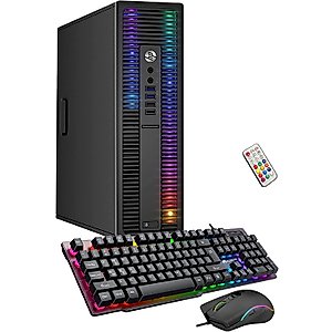 HP EliteDesk Desktop RGB Lights Computer AMD A-Series Processor 16 GB RAM, 1 TB SSD, Windows 10 Pro 64-bit, Wi-Fi, Gaming PC Keyboard & Mouse (Renewed)