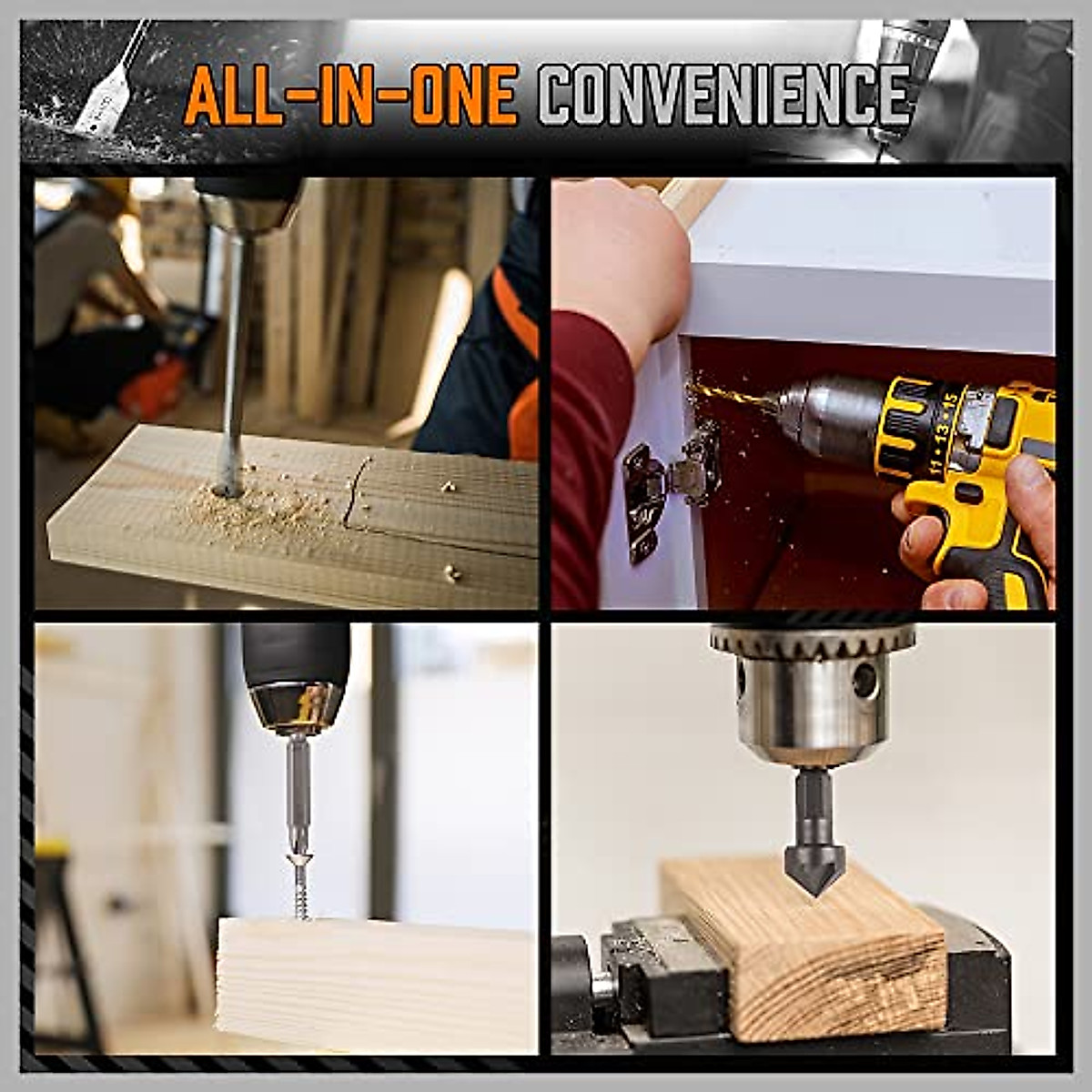 HORUSDY Impact Drill Bit Set, 112-Pieces 1/4" Hex Shank Impact Driver Bits & Screwdriver Bits Set for Screw Driving and Wood Metal Cement Drilling