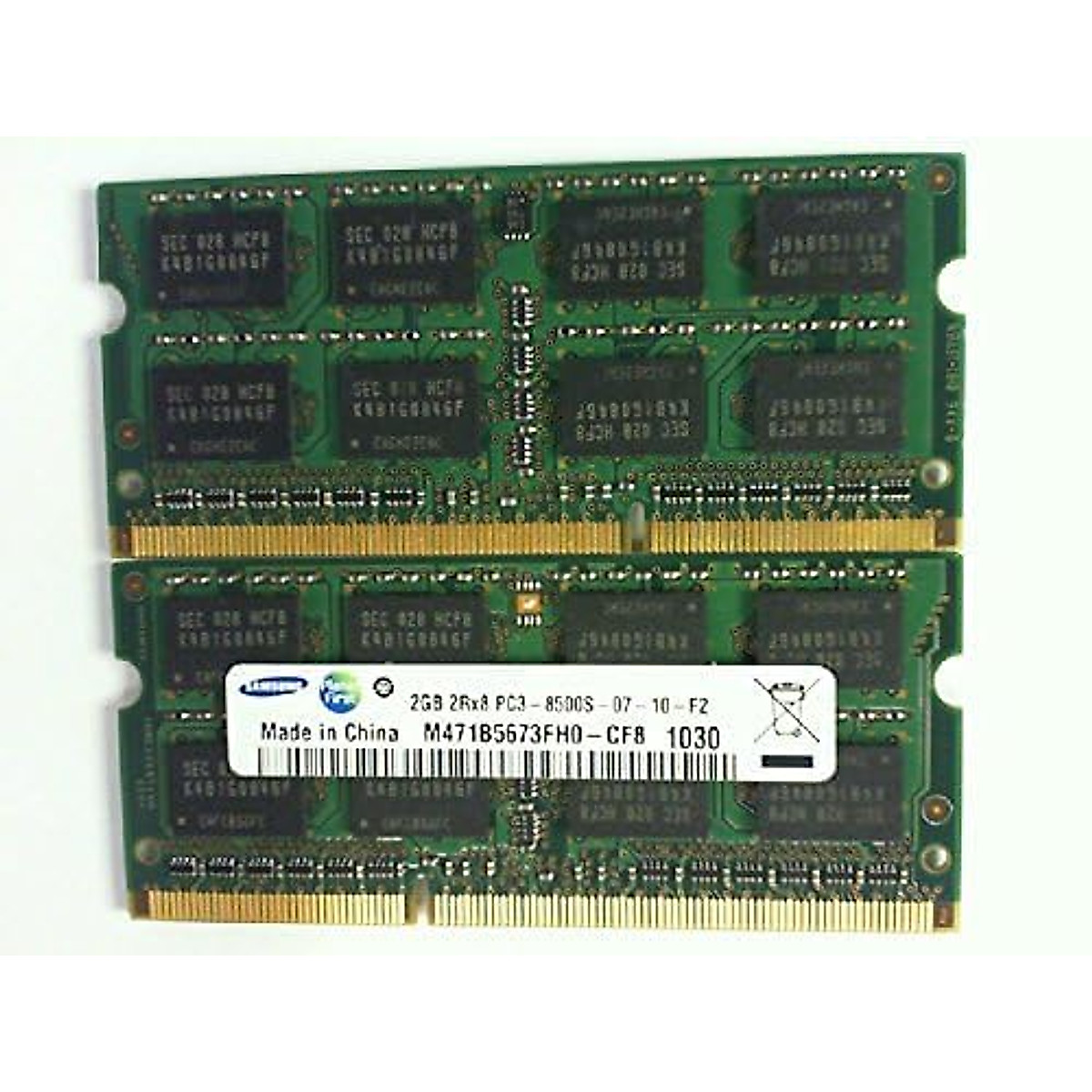 Samsung 2GB PC-8500 DDR3 1066MHz SO-DIMM 204 Pin 2.0GB Memory Upgrade Modules M471B5673FH0-CF8