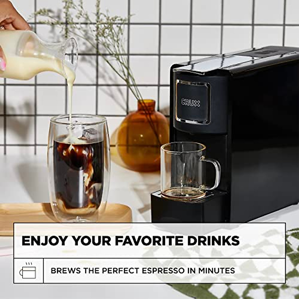 Crux Espresso Capsule Coffee Maker, Black & Silver