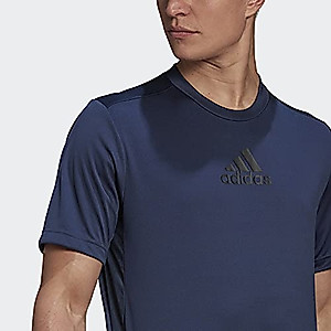 adidas Men's Primeblue Designed 2 Move 3-Stripes Tee, Crew Navy/Black, X-Large
