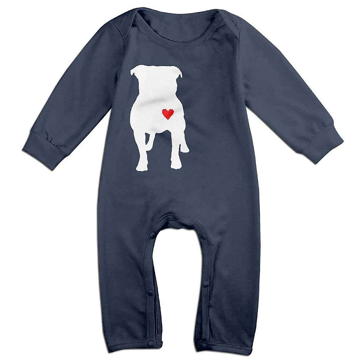 SiYooca Pitbull Heart Long Sleeve Infant Baby Unisex Baby Romper Jumpsuit Onsies for 0-24 Months Bodysuit Black