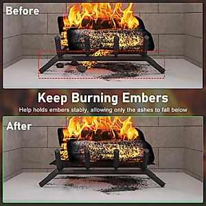 Flamorrow Ember Retainer for Fireplace Grates 12 x 7.5 inch, Metal Fireplace Grate Ember Retainer Mesh, Keep Burning Embers from Falling, Fire Place Accessories for Fire Pits, Camping, 2 Pack
