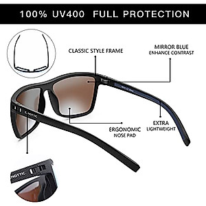 ZENOTTIC Polarized Sunglasses for Men Lightweight TR90 Frame UV400 Protection Square Sun Glasses