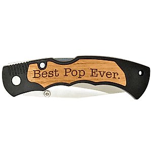 Funny Gift for Grandpa Best Pop Ever Laser Engraved Stainless Steel Folding Pocket Knife