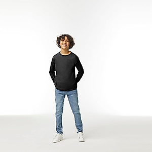 Gildan Youth Ultra Cotton Long Sleeve T-Shirt, Style G2400B, 2-Pack, Black, Large