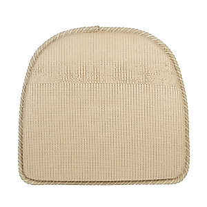 Klear Vu Striped Padded Non-Slip Dining Kitchen Chair Pads, 15" x 16" Nakita Natural 4 Pack