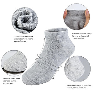 BOOPH 15Pcs Kids Socks for Boy Girls Low Cut Athletic Ankle Socks 4-6 Years Gray