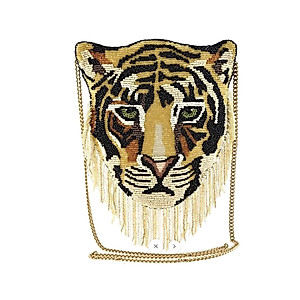 Mary Frances Accessories – Crossbody Handbag – Rajah Tiger Beaded Purse for Women – 8 in. x 0.5 in. x 8 in