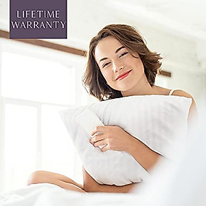 FAUNNA Hidden Zippered Pillow Protectors Cover Queen Size Set of 2 - Soft Quiet Sateen 100% Long-Staple Cotton Cases -Comfortable and Cozy White Bed Pillow Cover