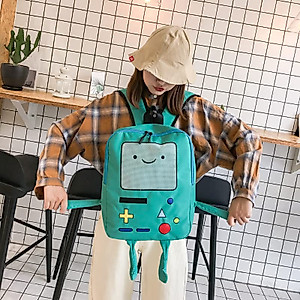 Kawaii School Backpack for Girls Boys Back to School Aesthetic Cute Adorable Canvas Bag Handheld Game Console Style Peacock Blue, Green