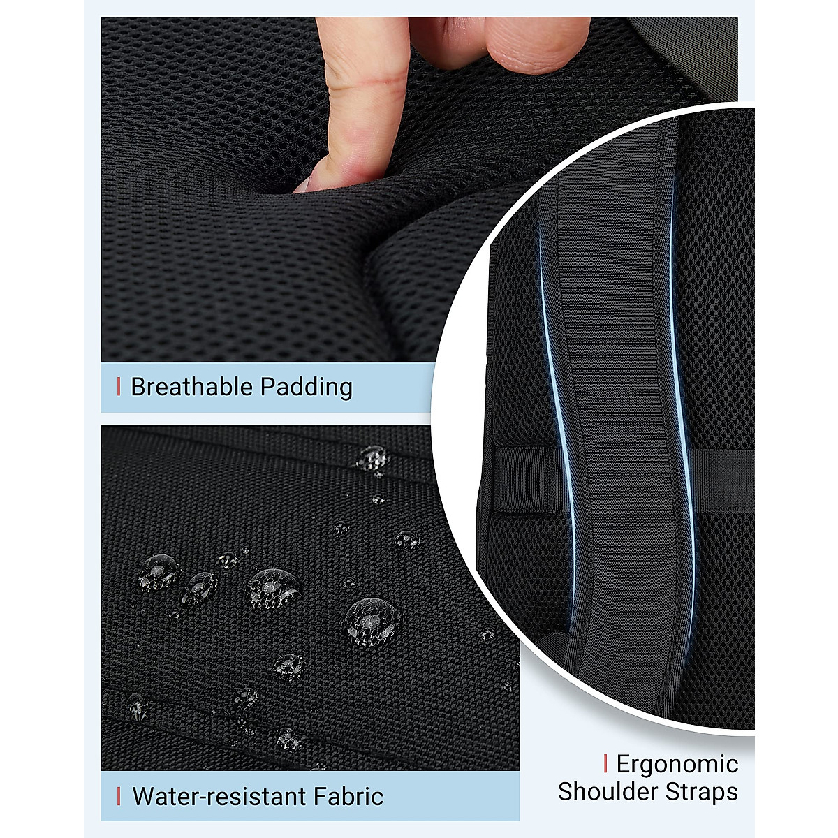 LIGHT FLIGHT Backpack for Men, Travel Backpack with USB Charging Hole, 17.3 Inch Laptop Backpack, School College Bookbag, Large Capacity Computer Backpacks, 40L Work Bag for Business, Black