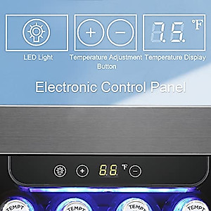 Antarctic Star 15 Inch Beverage Refrigerator Cooler - 2.9 Cu.Ft Wine or Champagne Cooler Low Noise Transparent Glass Door LED Light for Home and Bar 115V 60Hz Electronic Temperature Control