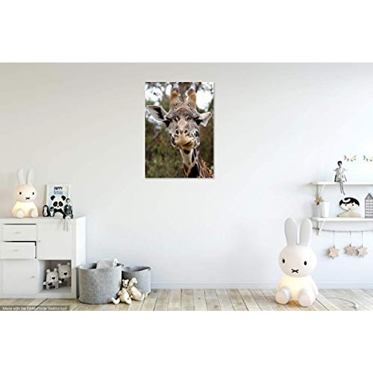 Funny Giraffe Photo on CANVAS Fine Art Print Zoo Animal Photography Children's Room Decor Ready to Hang