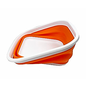 SAMMART 5.5L (1.4 Gallons) Set of 2 Collapsible Tub - Foldable Dish Tub - Portable Washing Basin - Space Saving Plastic Washtub (White/Orange)