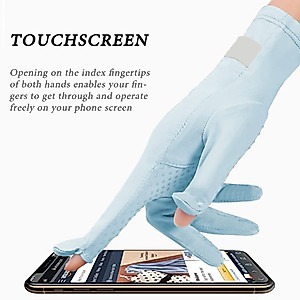 CURELIX UV Sun Protection Gloves for Women, Fullfinger Touchscreen UPF 51+ Sunblock Gloves for Driving, Cycling, Golf, Hiking [Ultra Thin] [Cooling Ice Silk Fabric], Blue