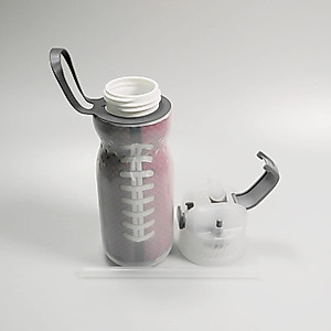 efiLneerG Boys Sports Water Bottle for School Kids Keep Cold Insulated Waterbottle 16 oz BPA Free Leak Proof Cool Cute Plastic Rugby Football Water Bottles with Straw Lid and Handle