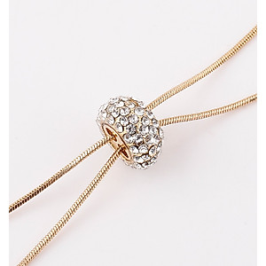 Tassel Pendant Lariat Y Necklace Long Snake Chain Necklaces with Adjustable Crystal Slider Ball