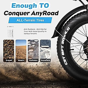 GELEISEN Electric Bike for Adults, Peak 1000W Folding Ebikes, 48V 13Ah Removable Battery Up to 54 Miles, 28Mph MAX Speed, 20" x4.0 Fat Tire Electric Bicycle w/ 7 Speed Gear for Commute Beach Mountain