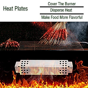 Damile 15 1/16” Stainless Steel Grill Heat Plates Shield Burner Cover Flame Tamer BBQ Grill Replacement Parts for Charbroil 463722313, 463722314, 463722315, 463742111, 463722311, 463750914, 463770915