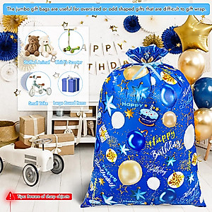 Shintop Large Birthday Gift Bag, 36x56inch Big Gift Sack Extra Large Plastic Gift Wrap Bag Jumbo for Huge Gifts Weird Shaped Presents (Blue 1pack)