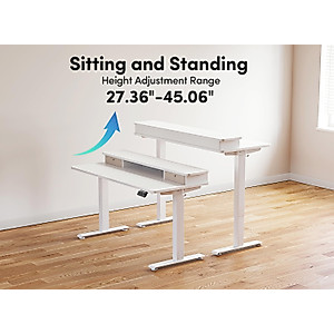 BANTI Electric Standing Desk with Double Drawers, 60x24 Inches Adjustable Height Stand Up Desk, Sit Stand Home Office Desk with Storage Shelf, Rustic Brown Top/Black Frame (B-SDE-60RC-DD)