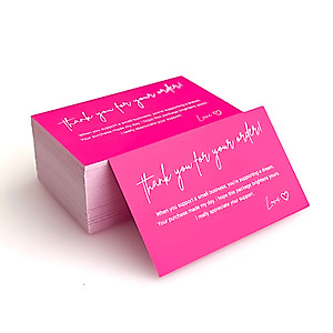RXBC2011 Thank you for the support card Appreciation Notes Thanks card Package Insert for online business pack of 100 Letter print Hot pink
