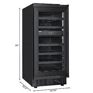 KoolMore KM-CW28DZ-BPR Reserve 15 in. Under-Counter Panel Ready Dual Zone Built-in Wine Cooler with Black Shelves and 23 Bottle Capacity