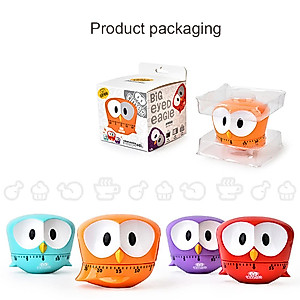 FCOVUVDBD Red Owl Mechanical Kitchen Timer, 60-Minute Wind Up Dial 360° Rotating, Cute Timer for Cooking/Reading/Do Sport