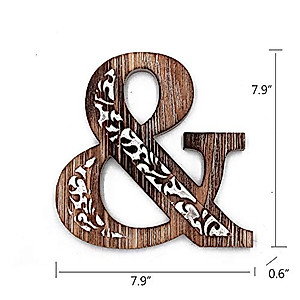 Wartter Decorative Wooden Ampersand Wall Décor, FreeStanding Monogram "&"Wood Sign Rustic Brown