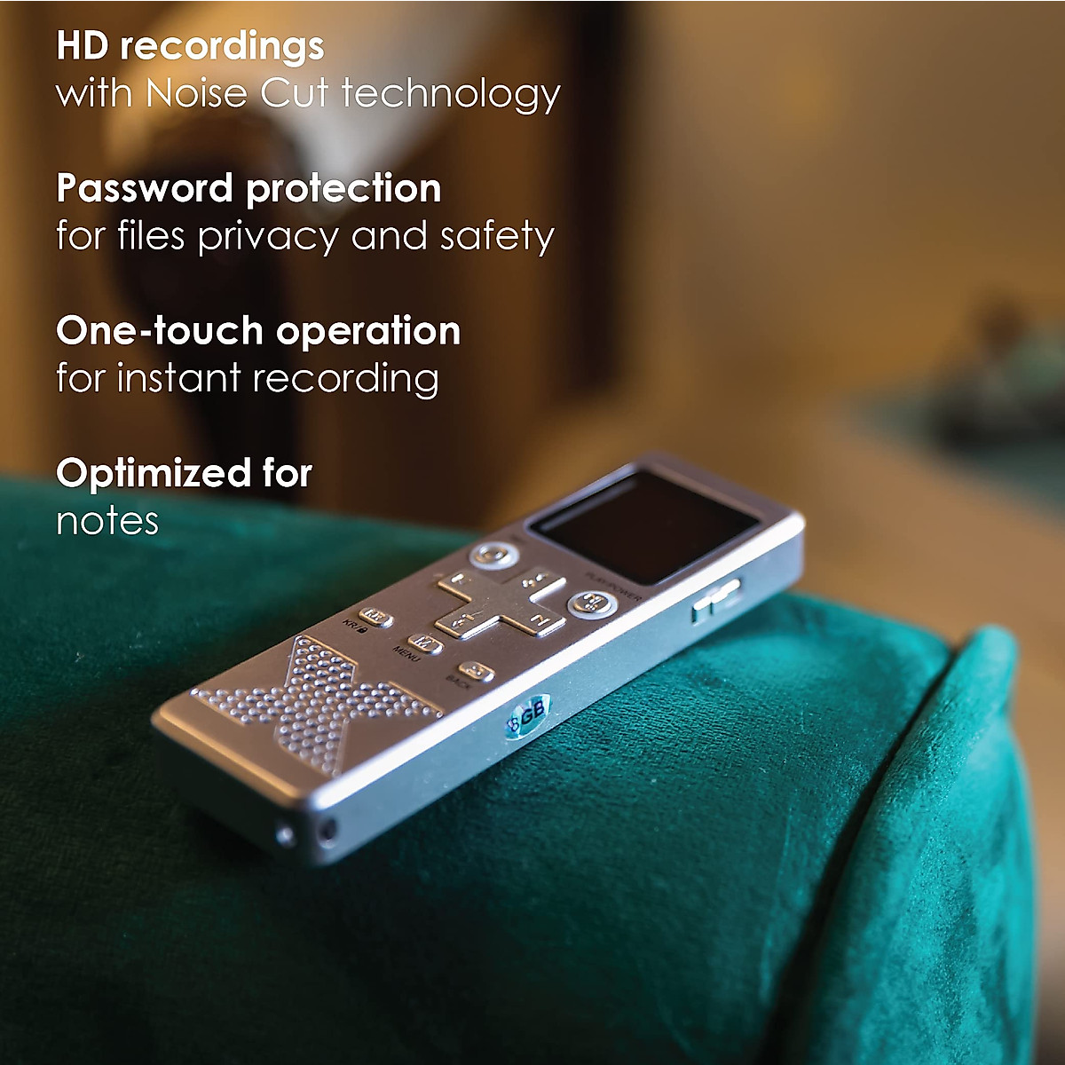 Digital Voice Activated Recorder with Instant Recording Button, Easy Playback with Integrated Speaker – Ideal for Notes, Voice Memos, Reminders, Learning Tool, 1000 Hours Capacity, by AttoDigital