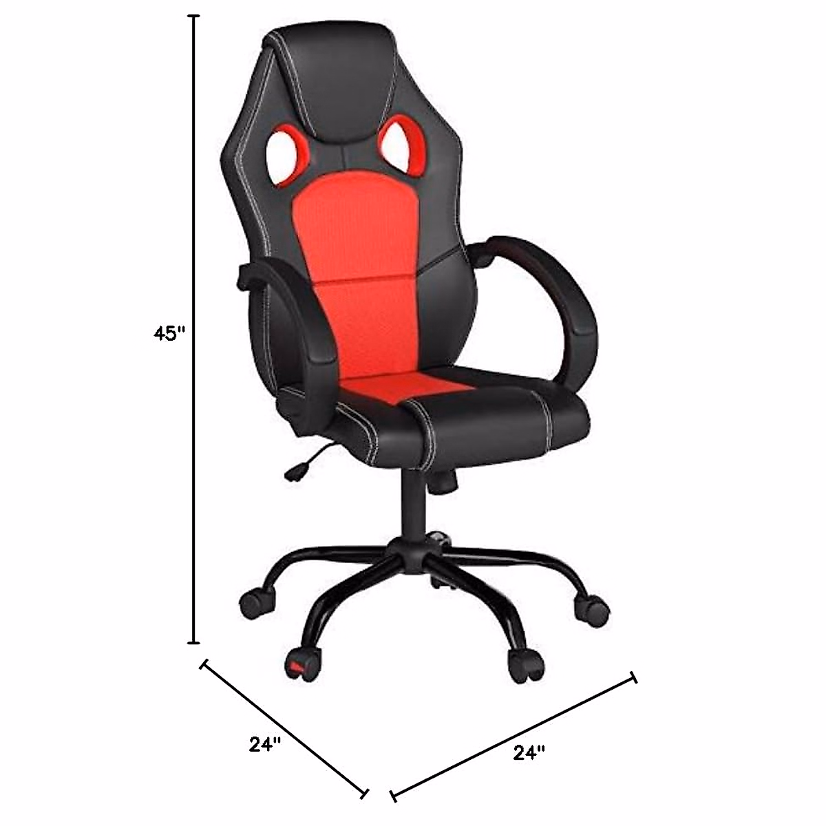 Office Chair PC Gaming Chair Cheap Desk Chair Ergonomic PU Leather Executive Computer Chair Lumbar Support for Women, Men (Black)